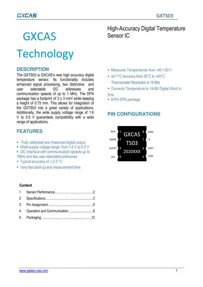 GXTS03D datasheet page 1