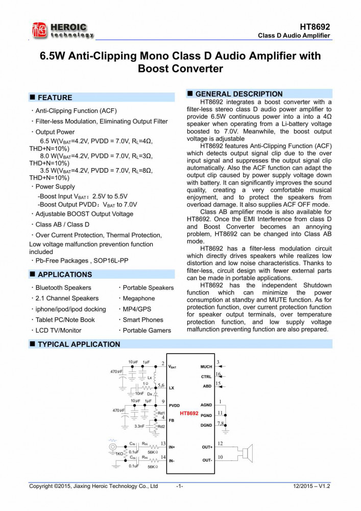 HT8692 datasheet page 1 preview
