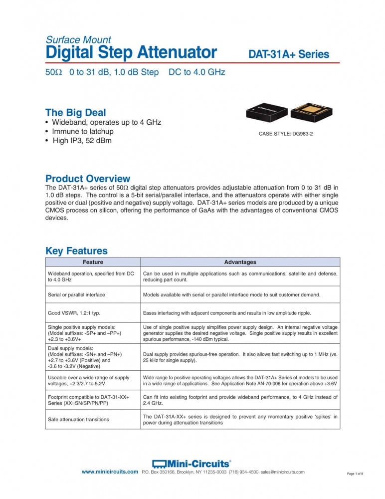 DAT-31A-SP+ datasheet page 1