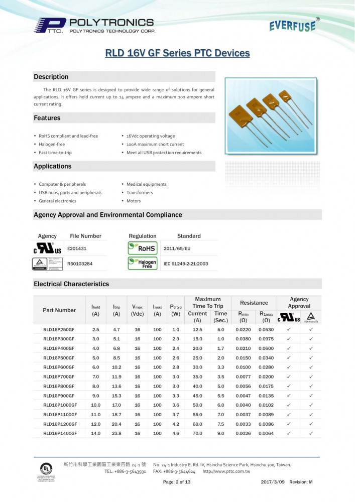 RLD16P500GF datasheet page 2