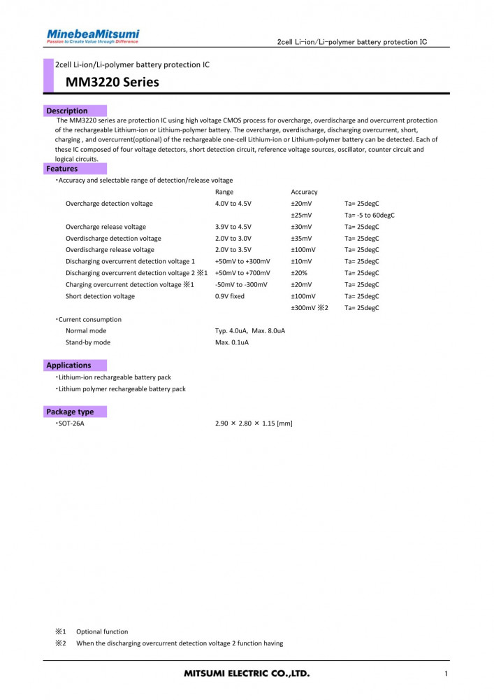 MM3220 datasheet page 1