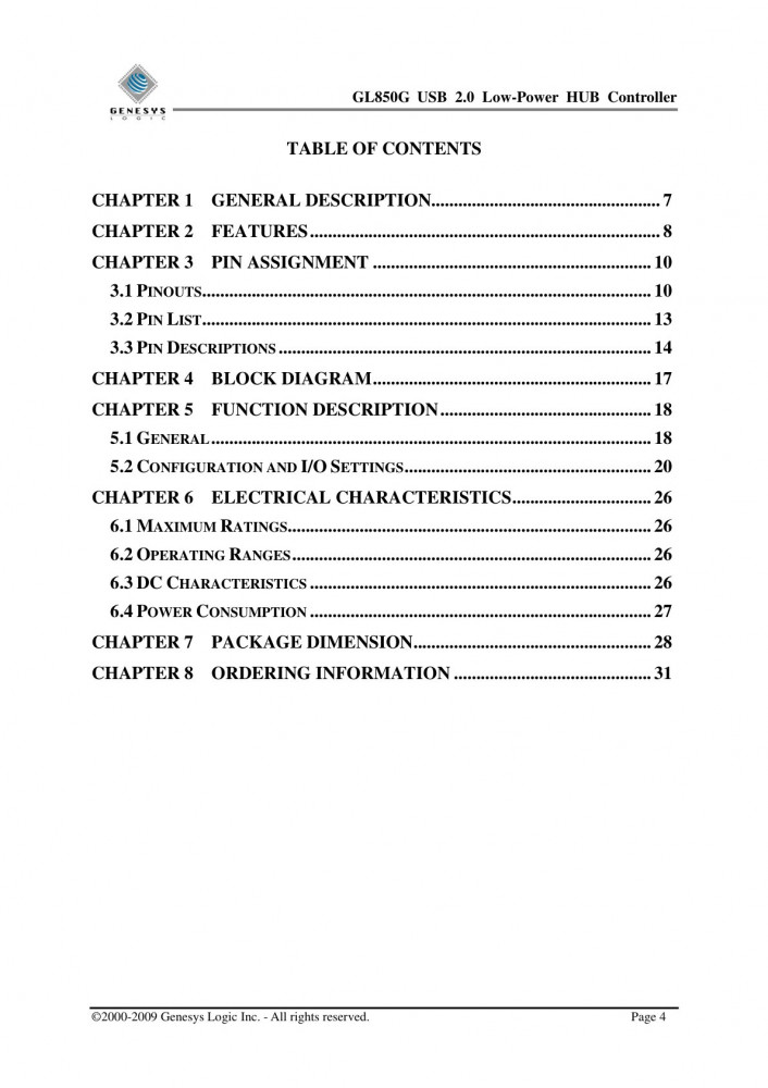 GL850G datasheet page 4