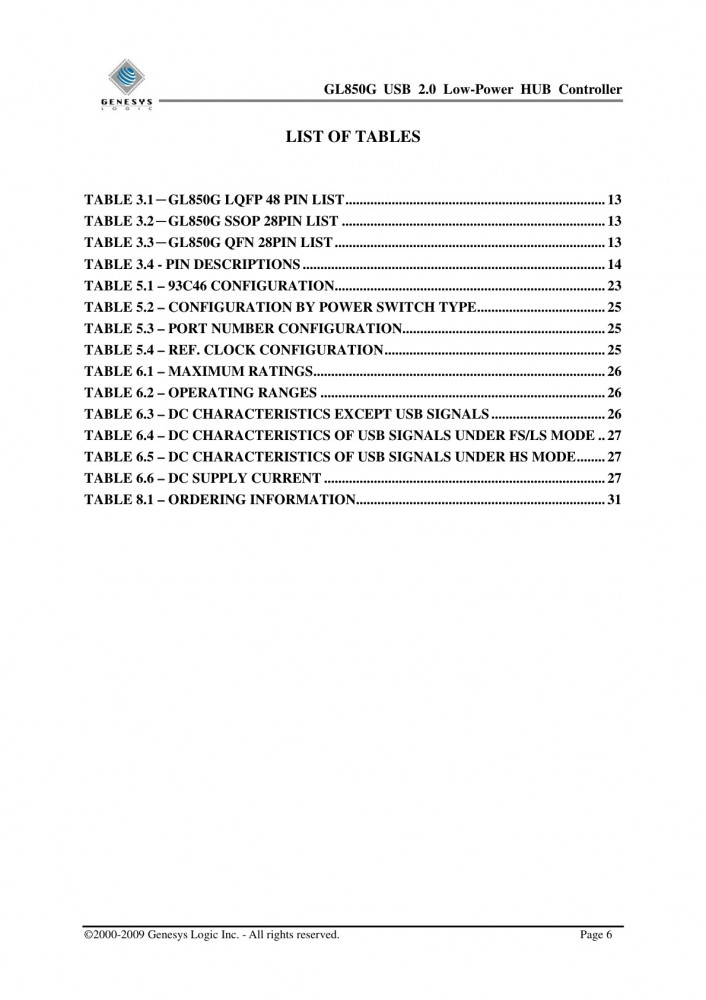 GL850G datasheet page 6