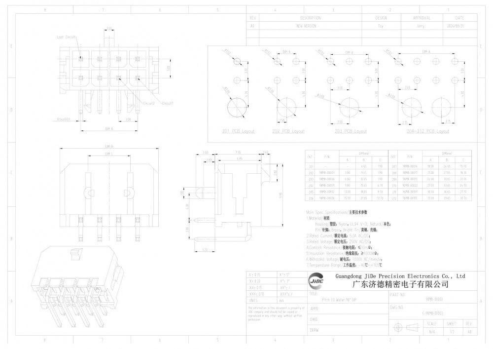 JIDC 98M8-00009 technical drawing page 1