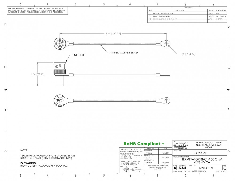 L-com BM50G-1W technical document page