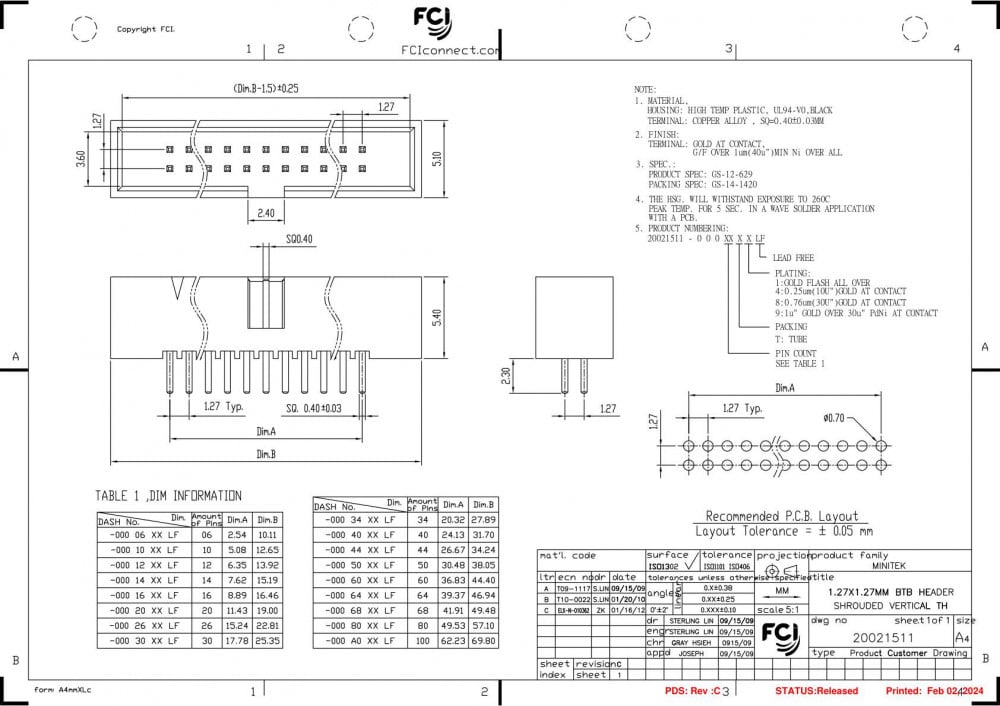 Amphenol 20021511 drawing preview