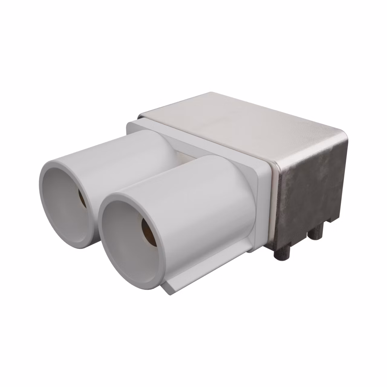 FAKRA Jack, Dual, Right-Angle, PCB Receptacle, Through Hole, Die Cast Body, Tin (Sn) Plated, Keying Code B, Cream White, 50 Ohms for sale