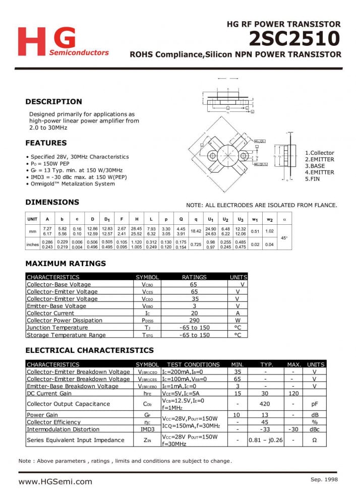 2SC2510 technical document image
