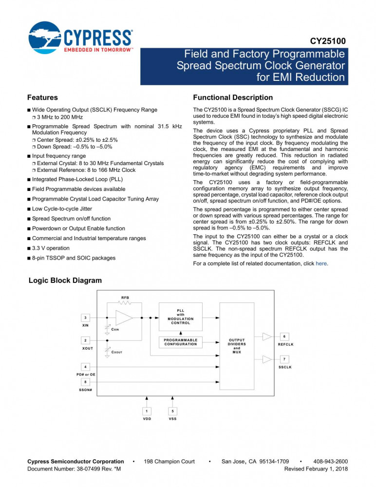 CY25100 datasheet page 1
