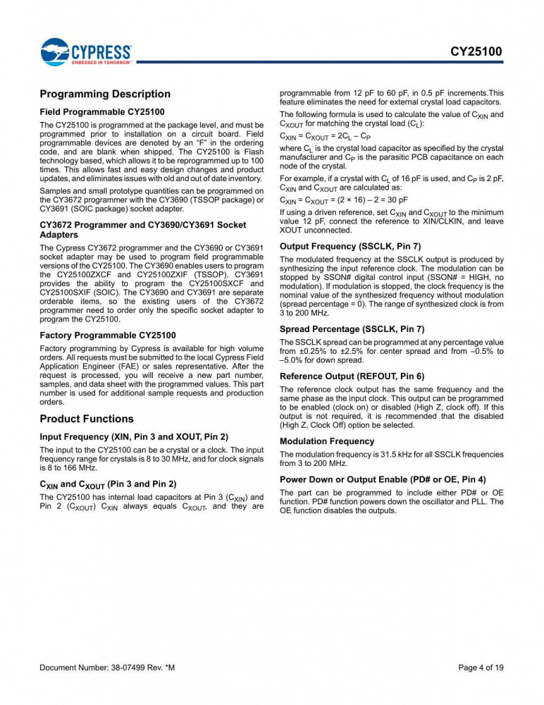 CY25100 datasheet page 4