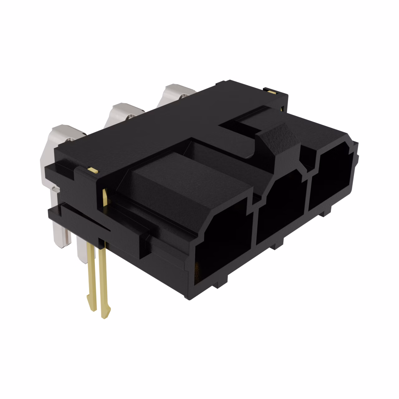 Mini-Fit Sr. Right-Angle Header, 10.00mm Pitch, Single Row, 3 Circuits, 8.30mm Tail Length, for 6.35mm PCB, 0.76µm Gold (Au) Plating, with Clip for sale