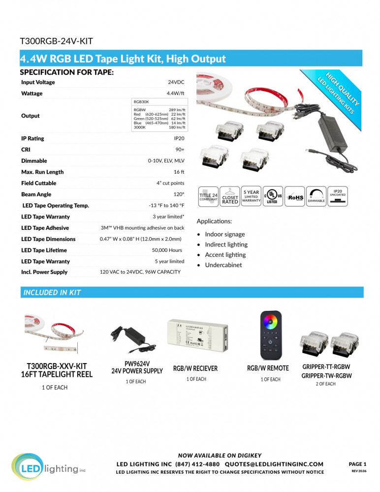 LEA NETWORKS T300RGB-24V-KIT product documentation page 1