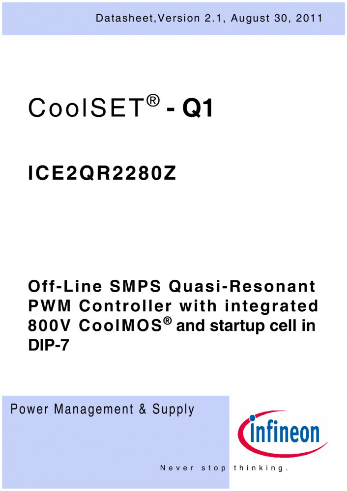 ICE2QR2280Z datasheet page 1