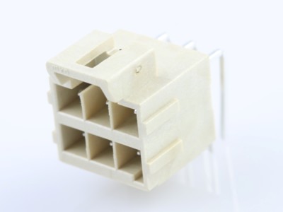 Ultra-Fit Right-Angle Header with Solder Nail, 3.50mm Pitch, Dual Row, 6 Circuits, 0.76µm Gold (Au) Plating, Black, Glow-Wire Capable, Tray