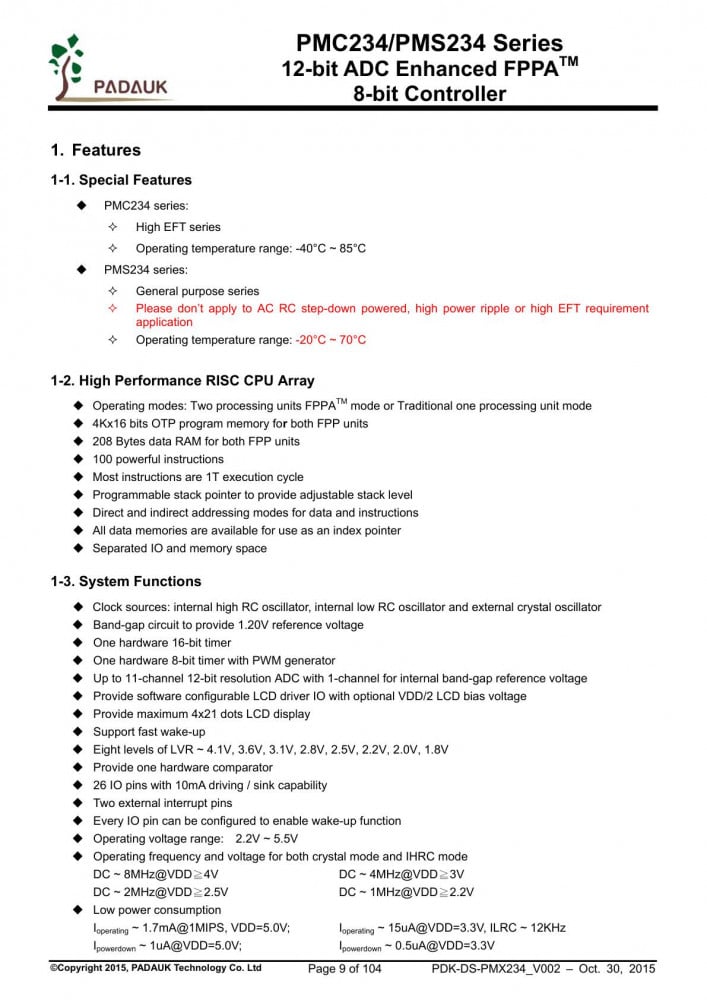 PMC234 datasheet preview page 9