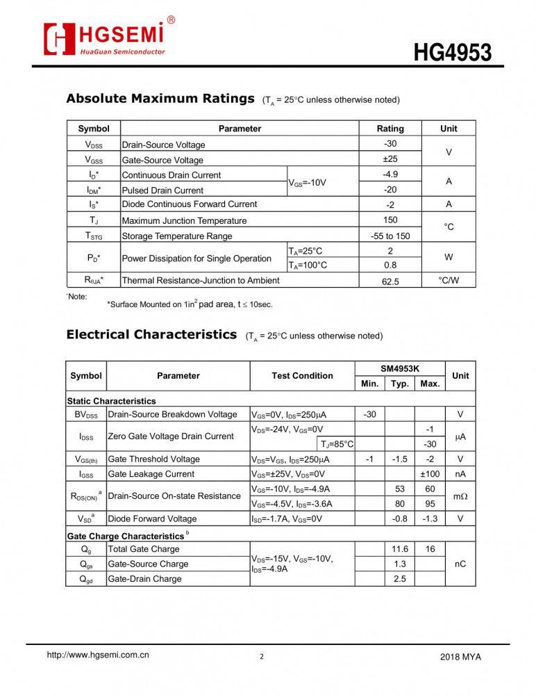 HG4953M/TR datasheet page 2