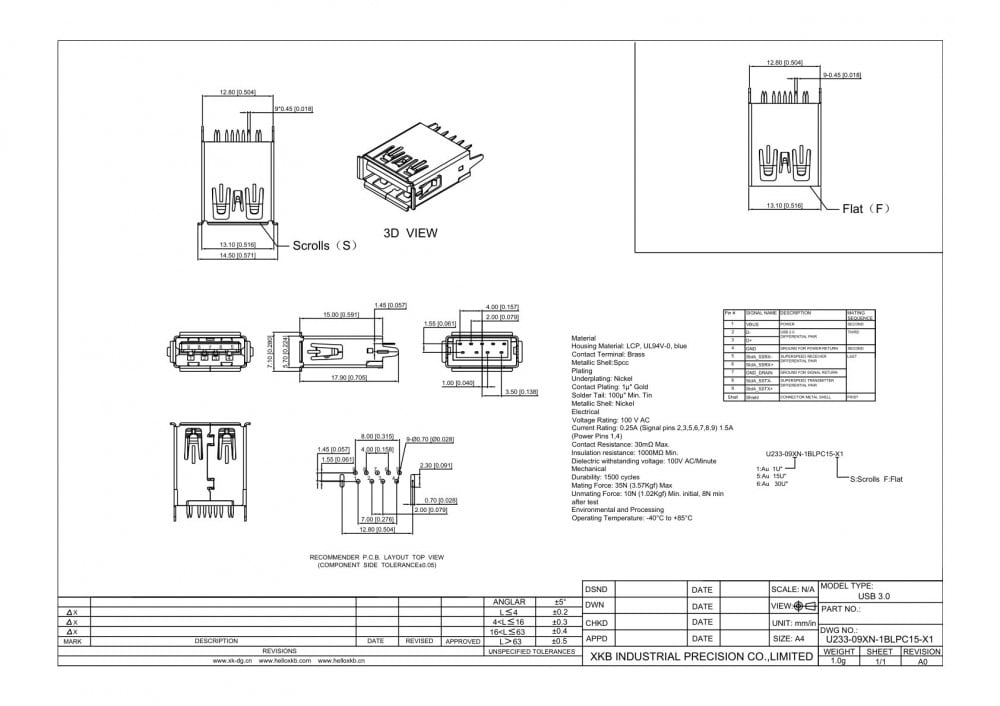 U233-091N-1BLPC15-F1 technical drawing preview
