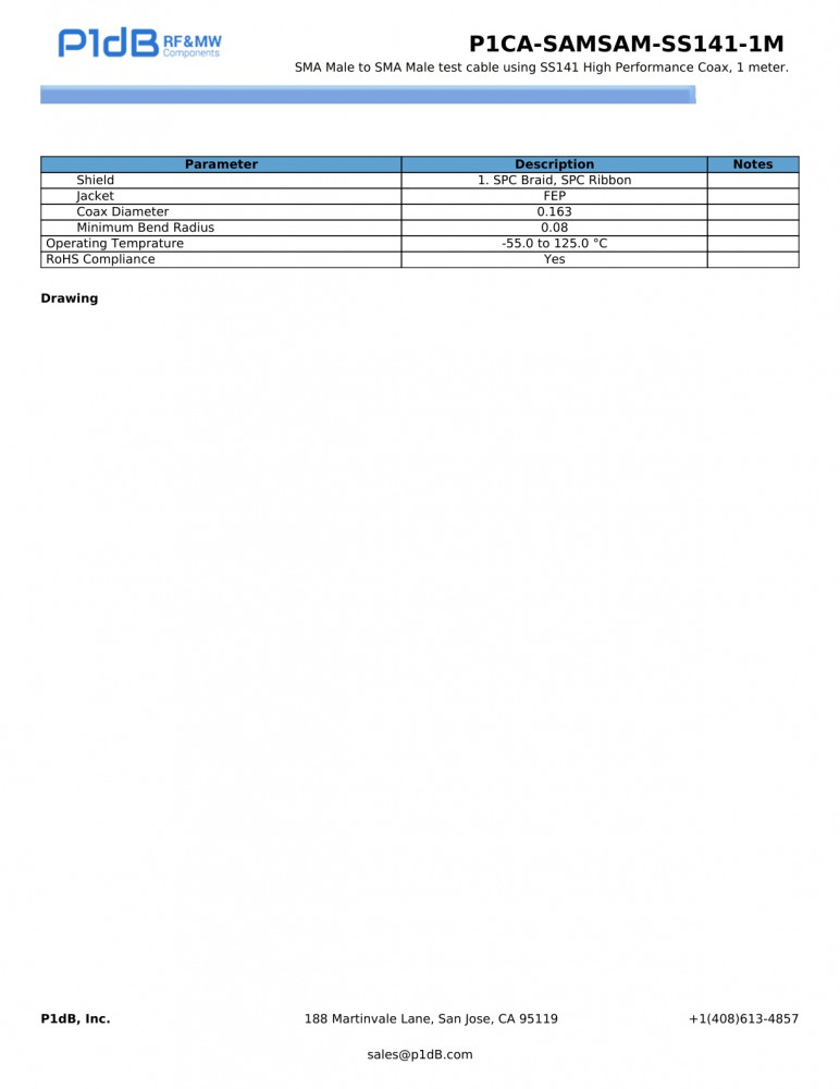 P1CA-SAMSAM-SS141-1M technical document page 2