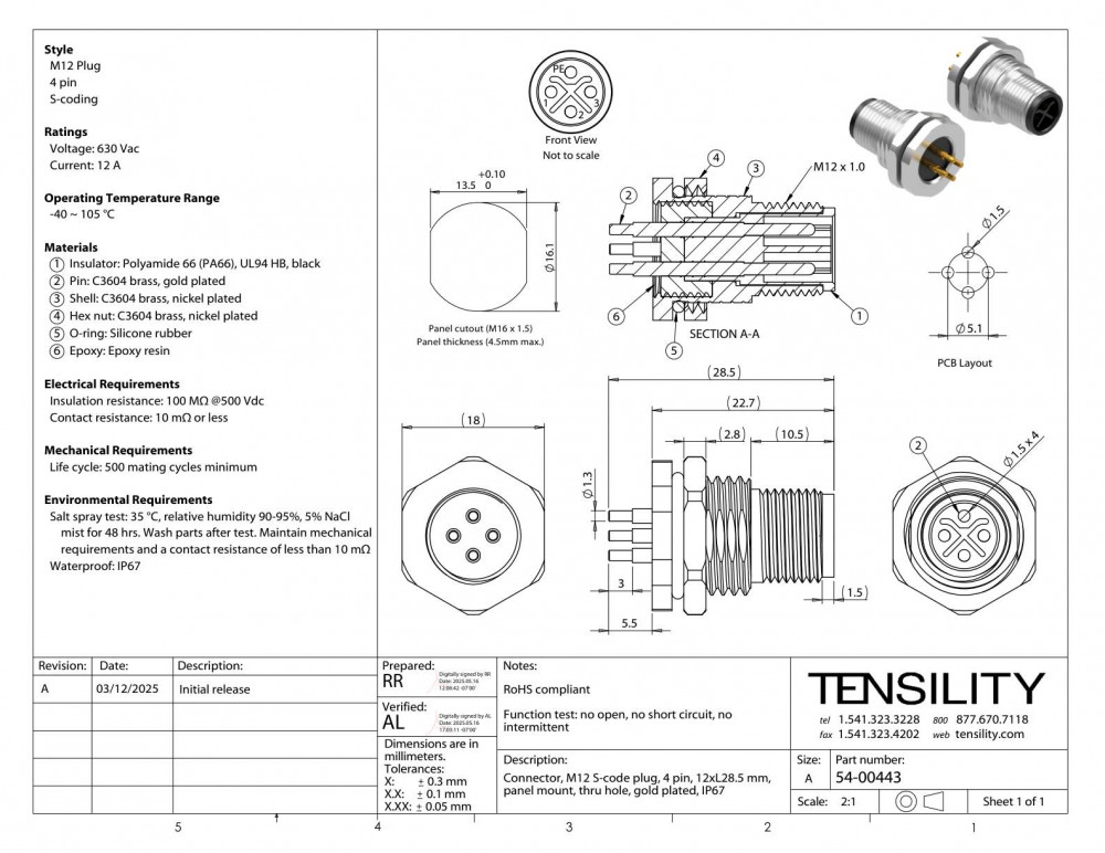 Tensility International 54-00443 product drawing preview
