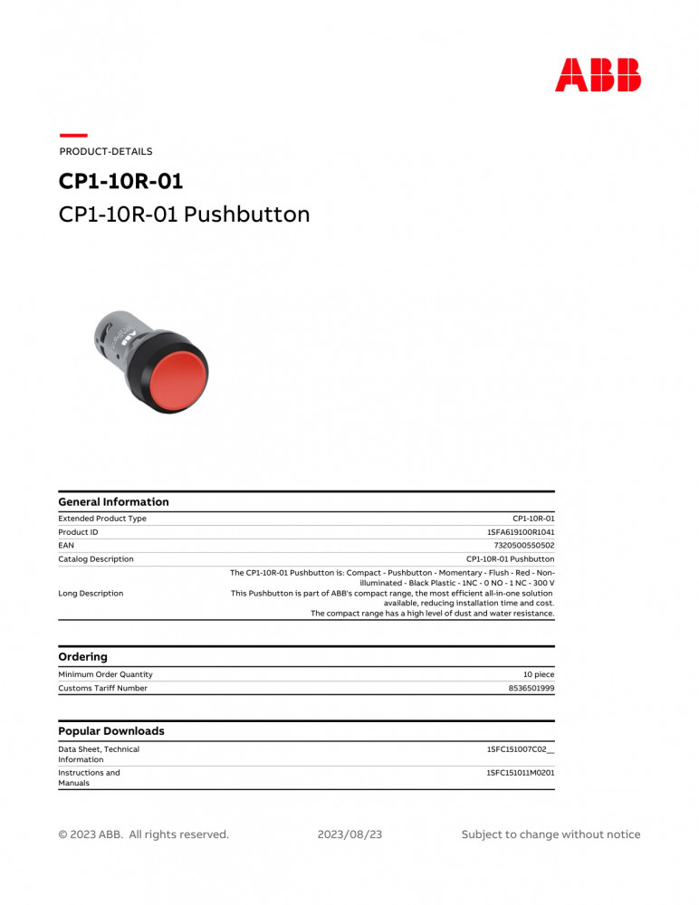 ABB CP1-10R-01 technical document page 1
