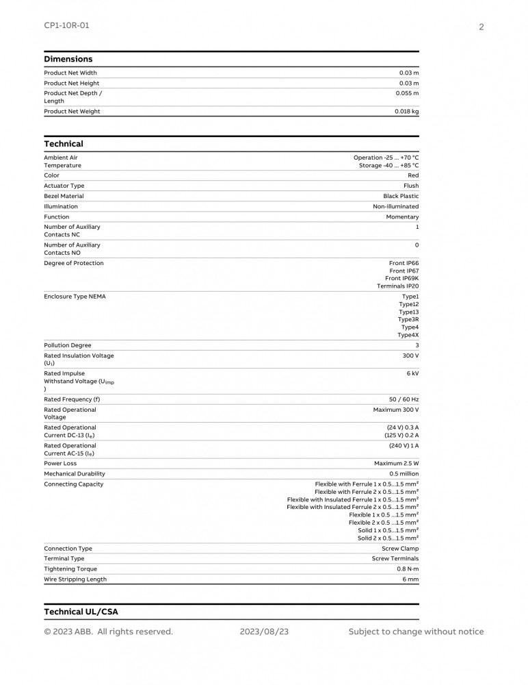 ABB CP1-10R-01 technical document page 2