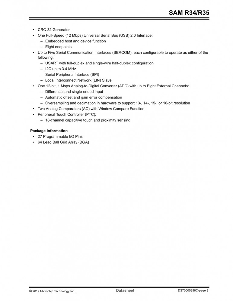 ATSAMR34J18 datasheet page 3