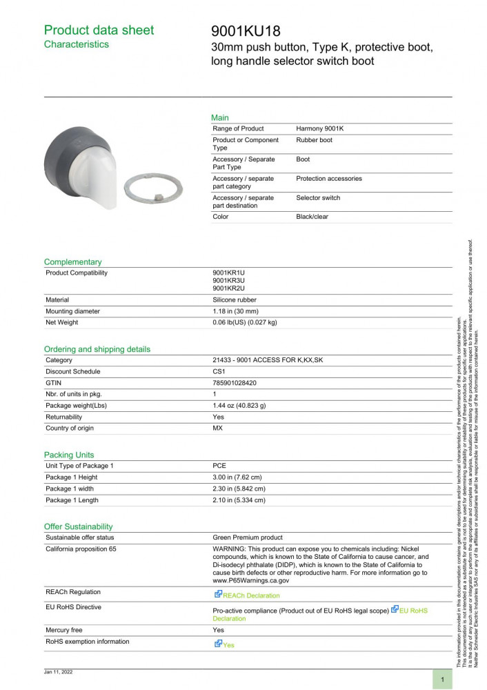 9001KU18 technical document page 1