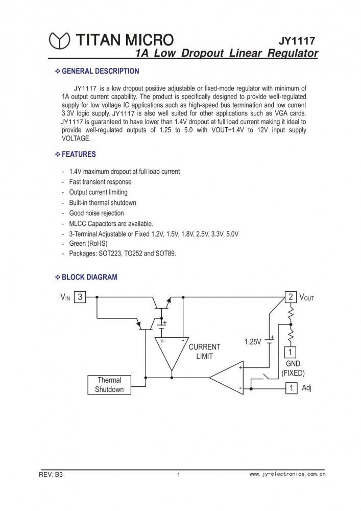 JY1117EAX datasheet page 1