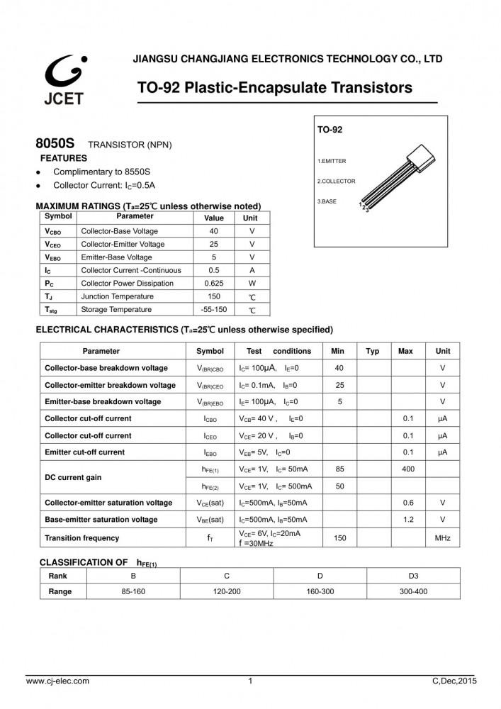 8050S datasheet page 1