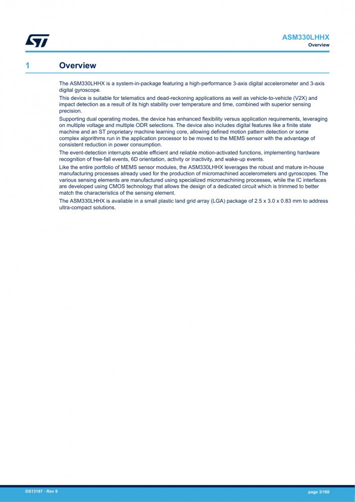 ASM330LHHX technical document page 3