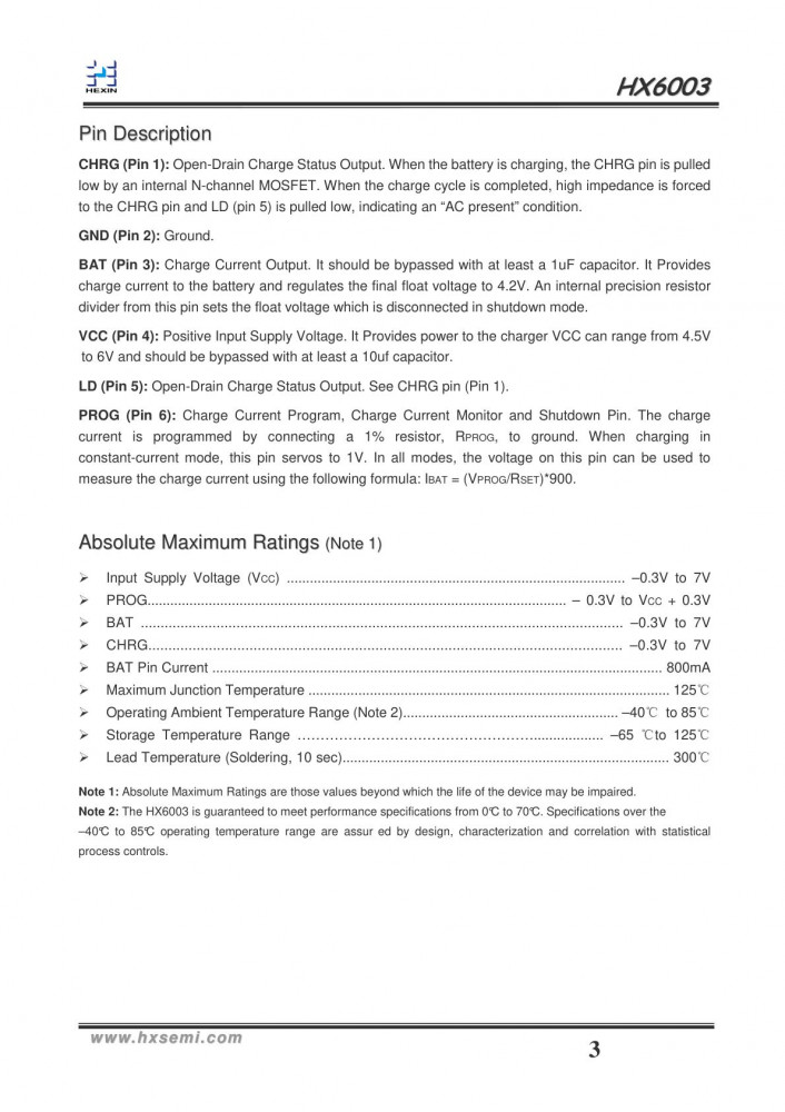 HX6003 datasheet page 3