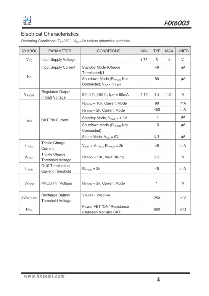 HX6003 datasheet page 4