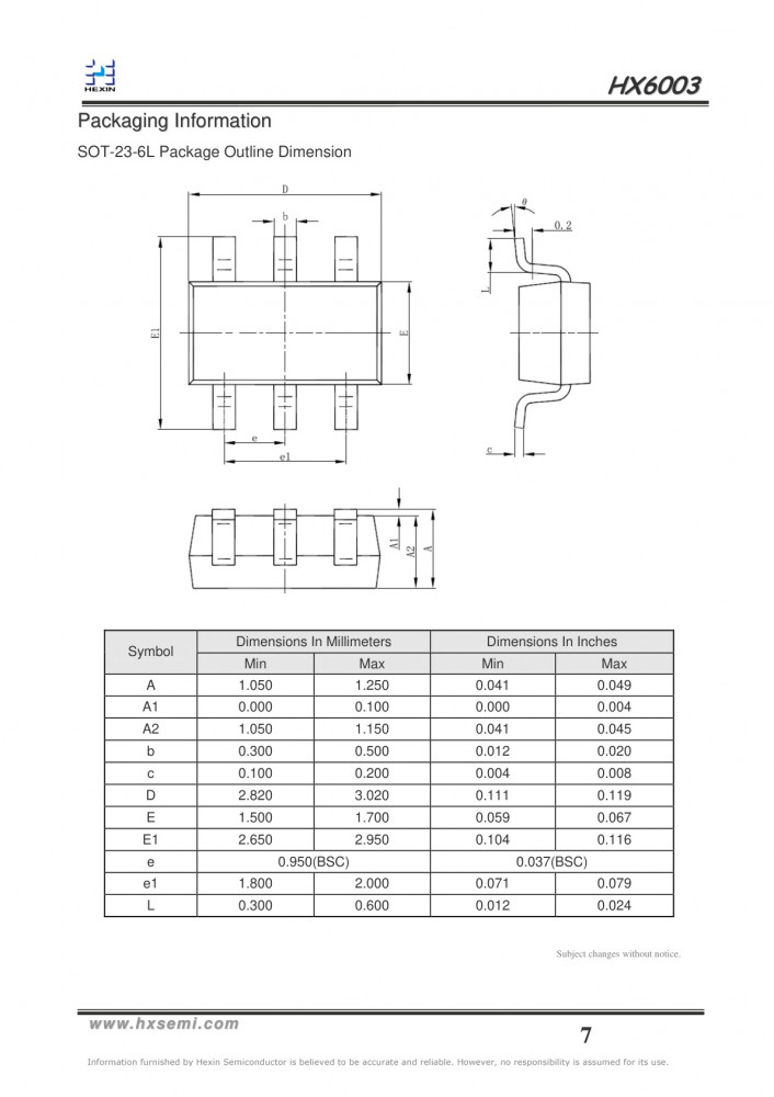 HX6003 datasheet page 7