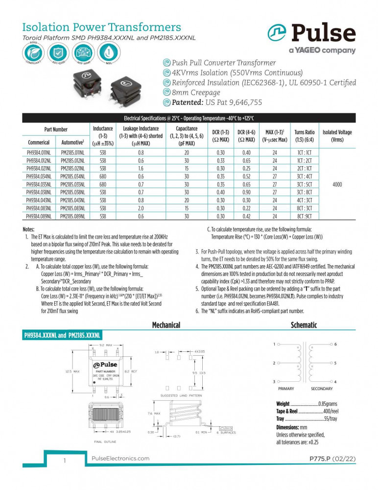 PM2185.034NL technical document page 1