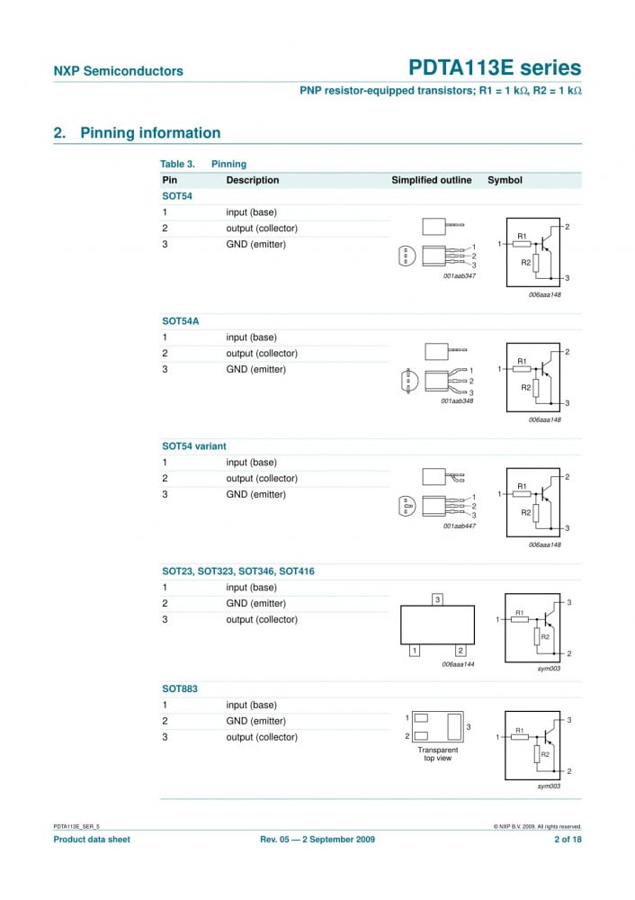 PDTA113EU datasheet page 3
