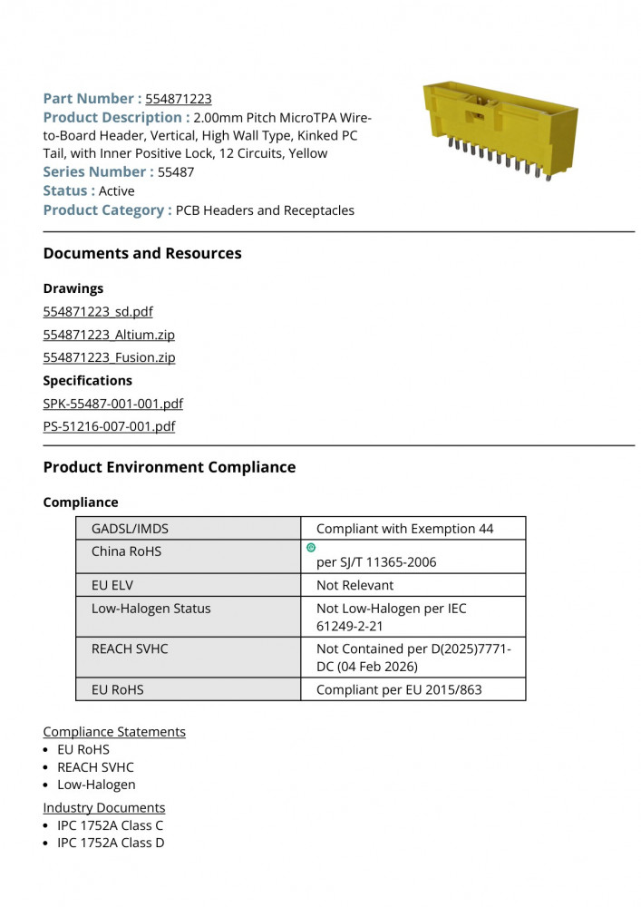 MOLEX 554871223 technical document image 1