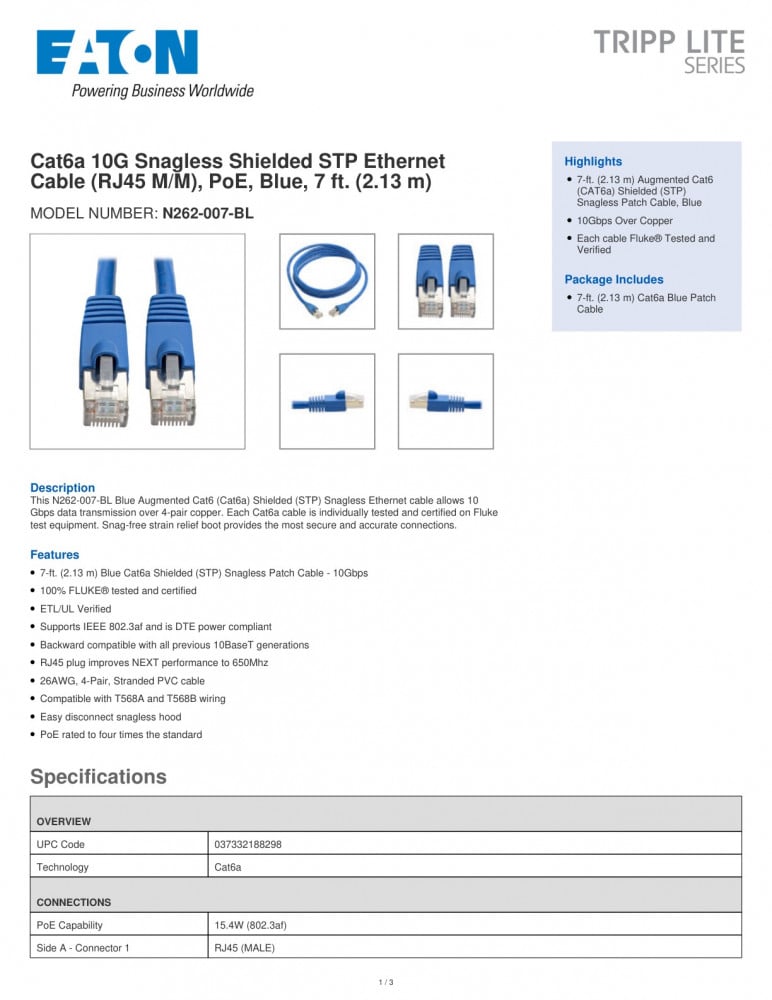 N262-007-BL technical document page 1
