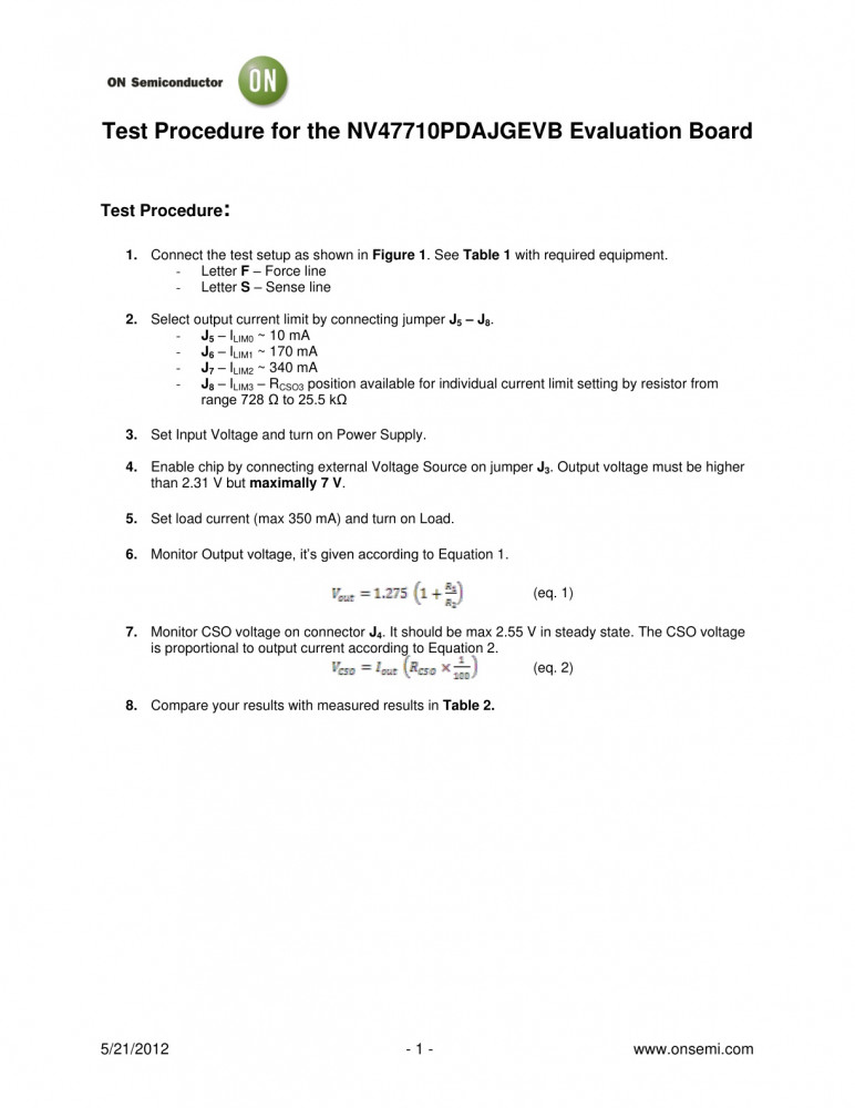 NV47710PDAJGEVB test procedure page 1