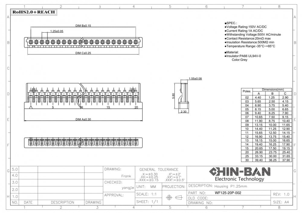 CHIN-BAN WF125-20P-002 technical document preview