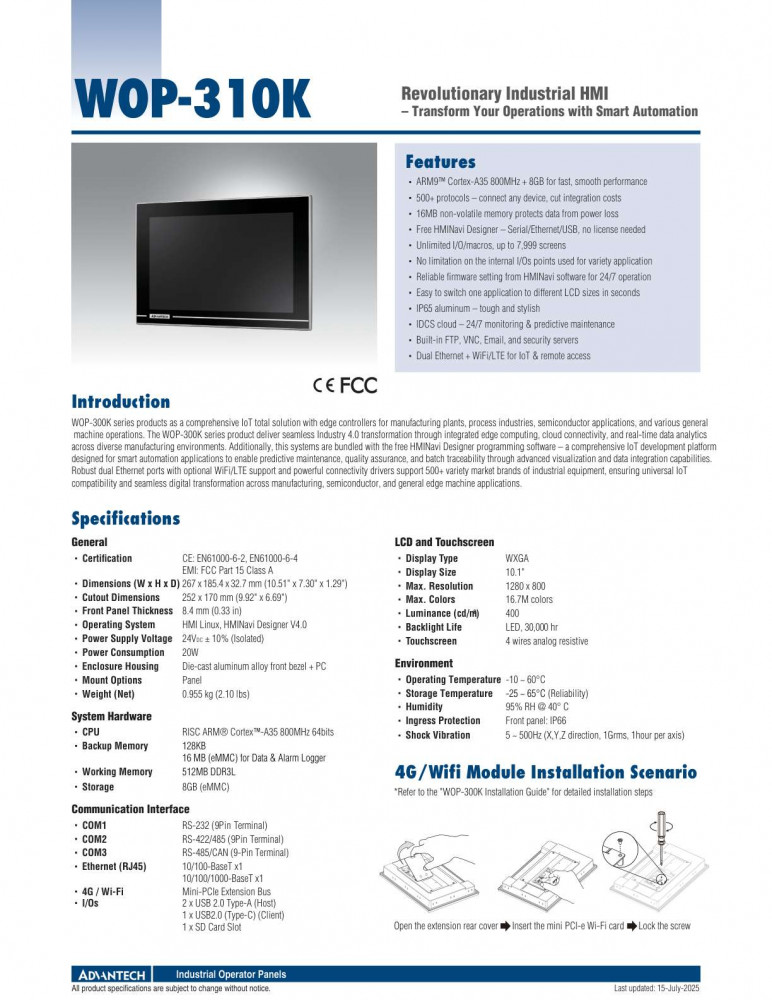 WOP-310K technical document page 1
