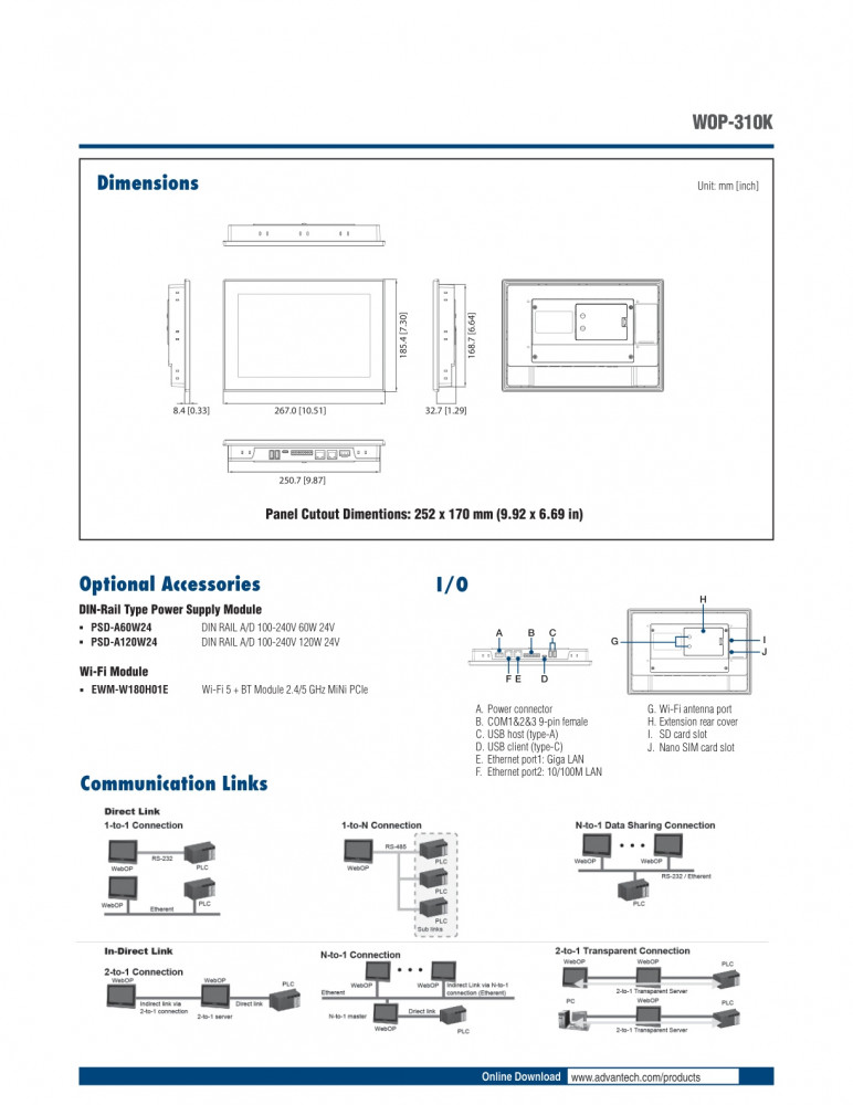 WOP-310K technical document page 2
