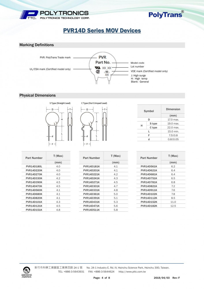 PVR14D datasheet page 4