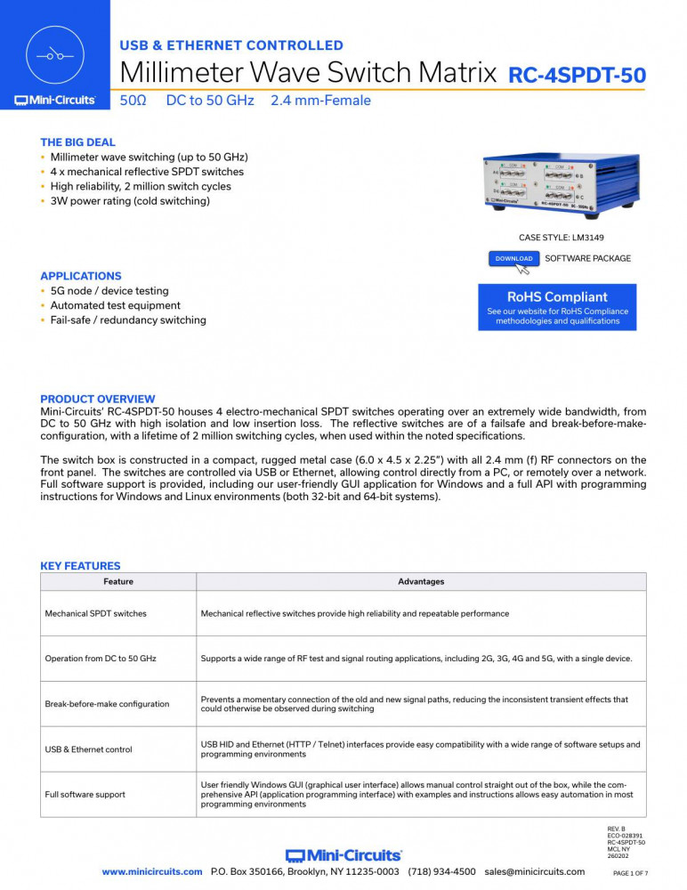 RC-4SPDT-50 technical document page 1
