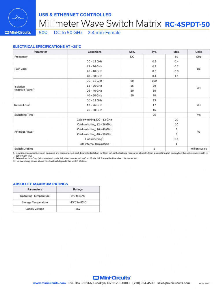 RC-4SPDT-50 technical document page 2