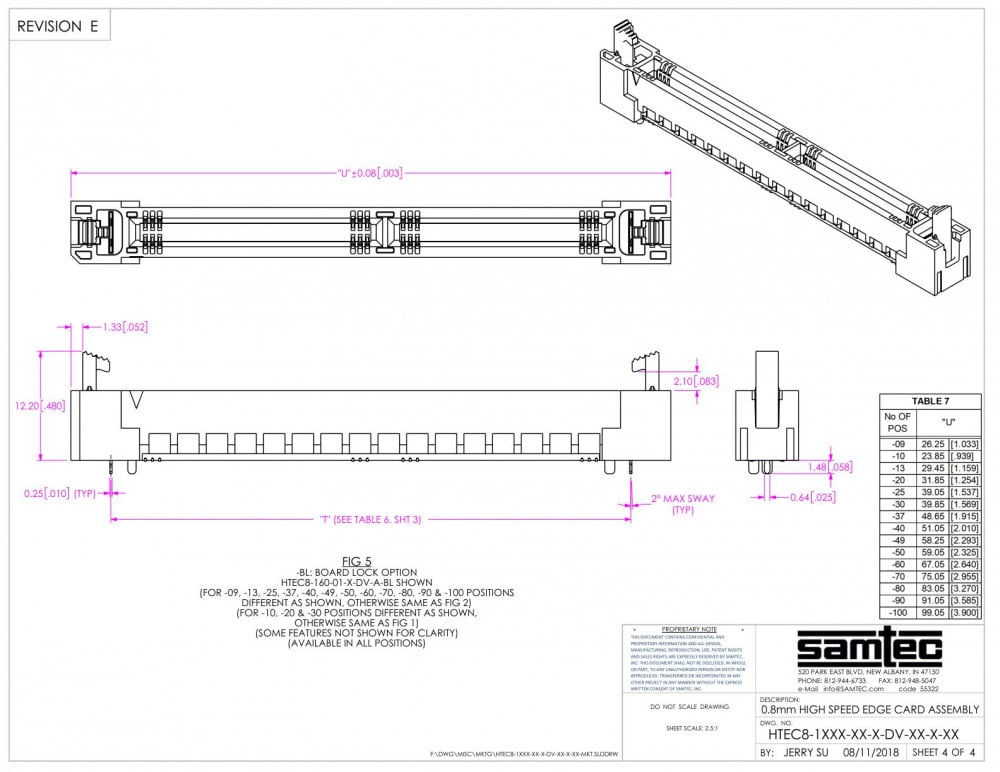 Samtec HTEC8 drawing sheet 4