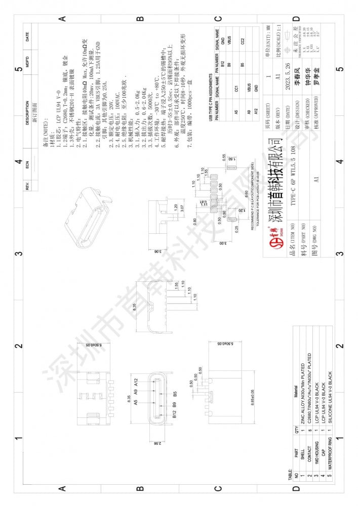 TYPE-C 6P WTL5.5 108 document page 1