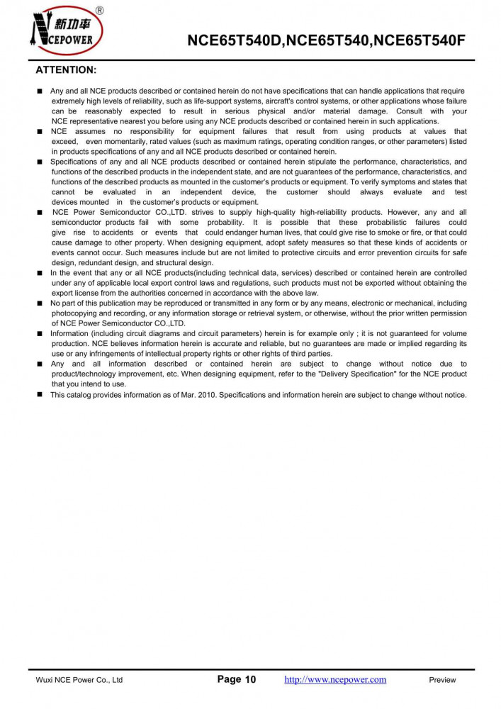 NCE65T540 datasheet page 10