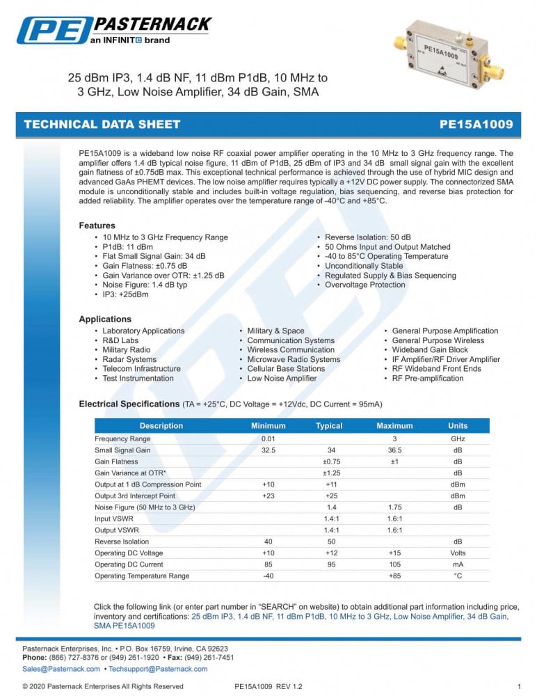 PE15A1009 datasheet page 1
