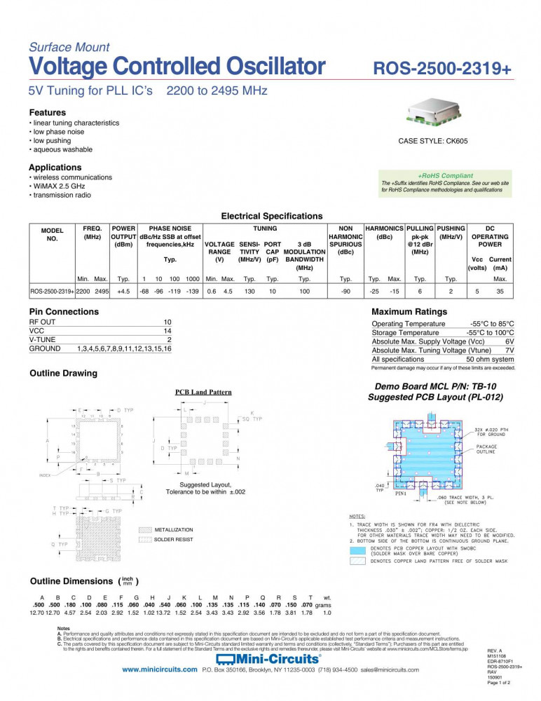 ROS-2500-2319+ technical datasheet page 1