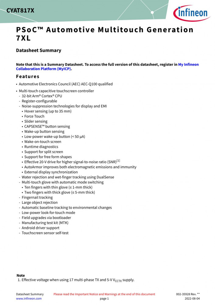 CYAT817X datasheet page 1